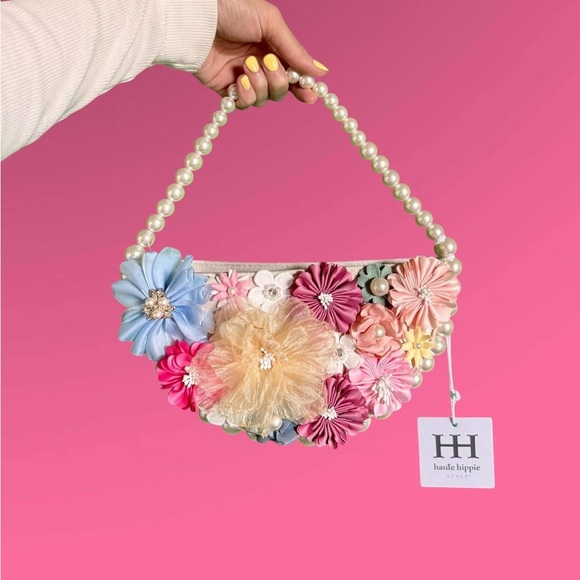Haute Hippie | Bags | Nwt Haute Hippie Floral Pearl Handle Bag ...